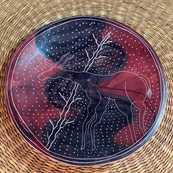 Accents | Hand Carved Made In Kenya Folk Art Decorative Soapstone Plate ...